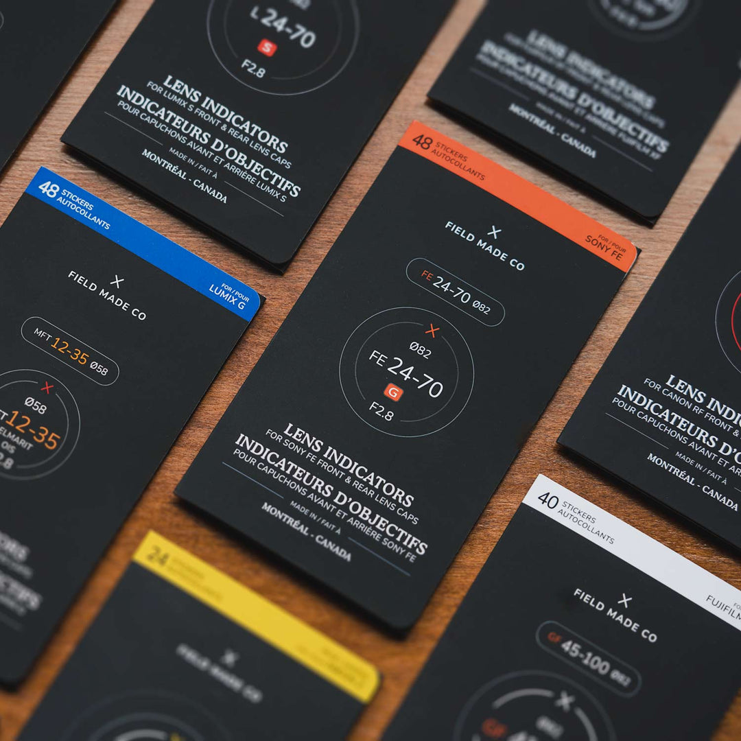 Front & Rear Lens Indicator Sticker Packs – Field Made Co